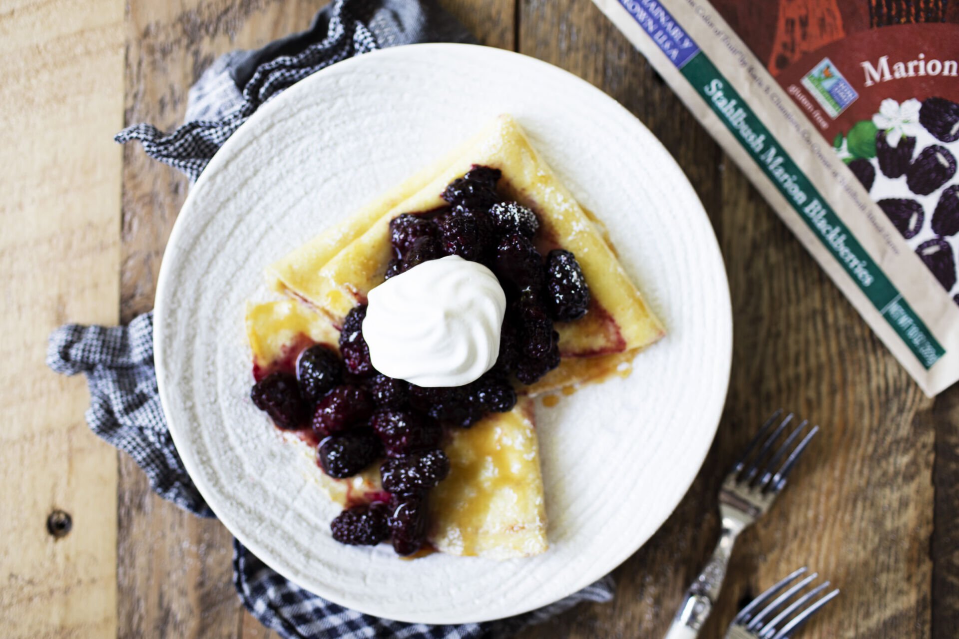 Roasted Blackberry Crepes - Stahlbush Island Farms