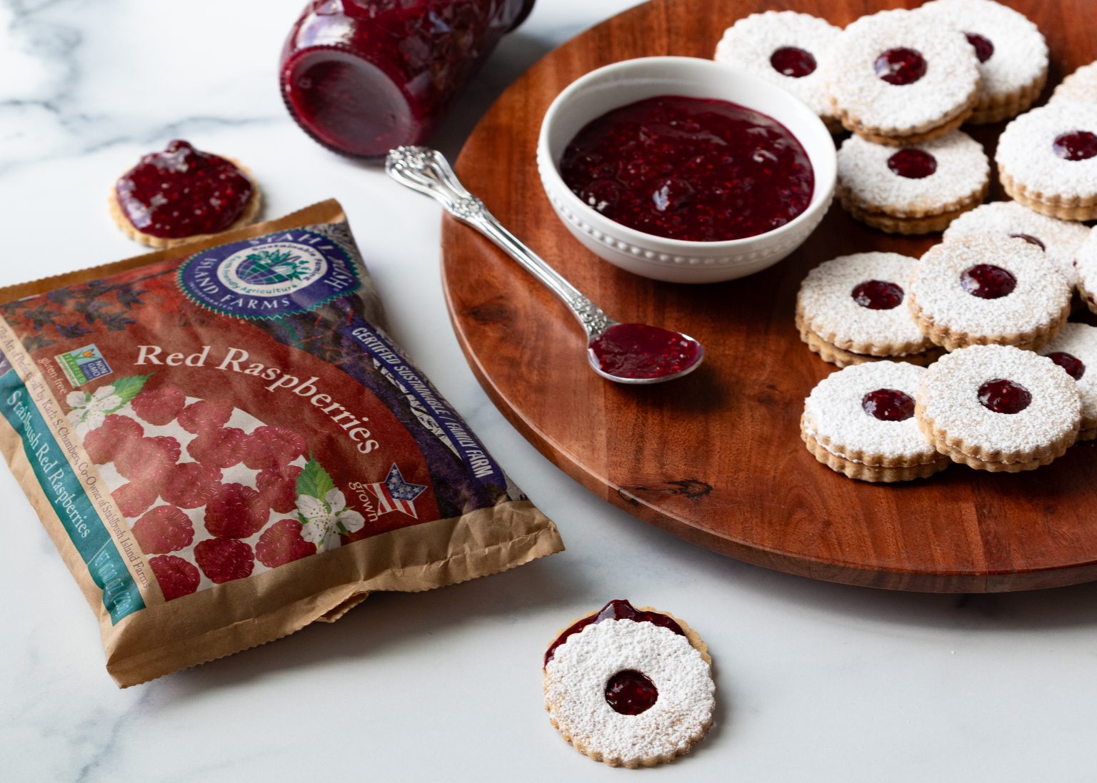 Raspberry Linzer Cookies - Stahlbush Island Farms